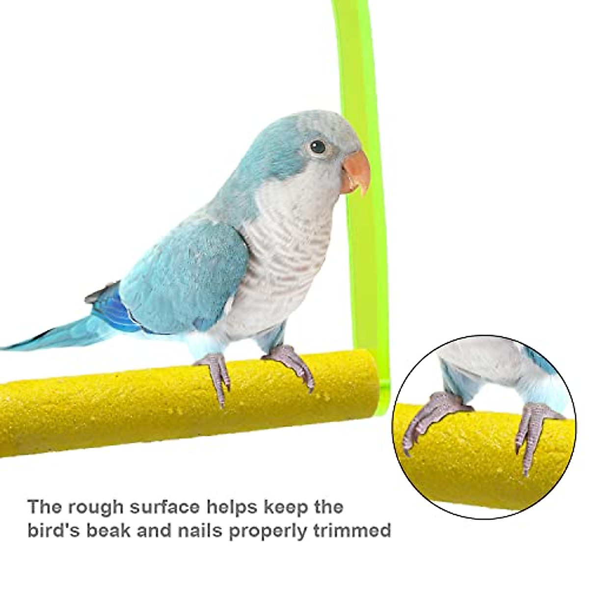 Wontee Bird Toys Bird Swing Toy Bird Perches for Parrot Budgie Parakeet Cockatiel Conure African Grey (Medium, Green)