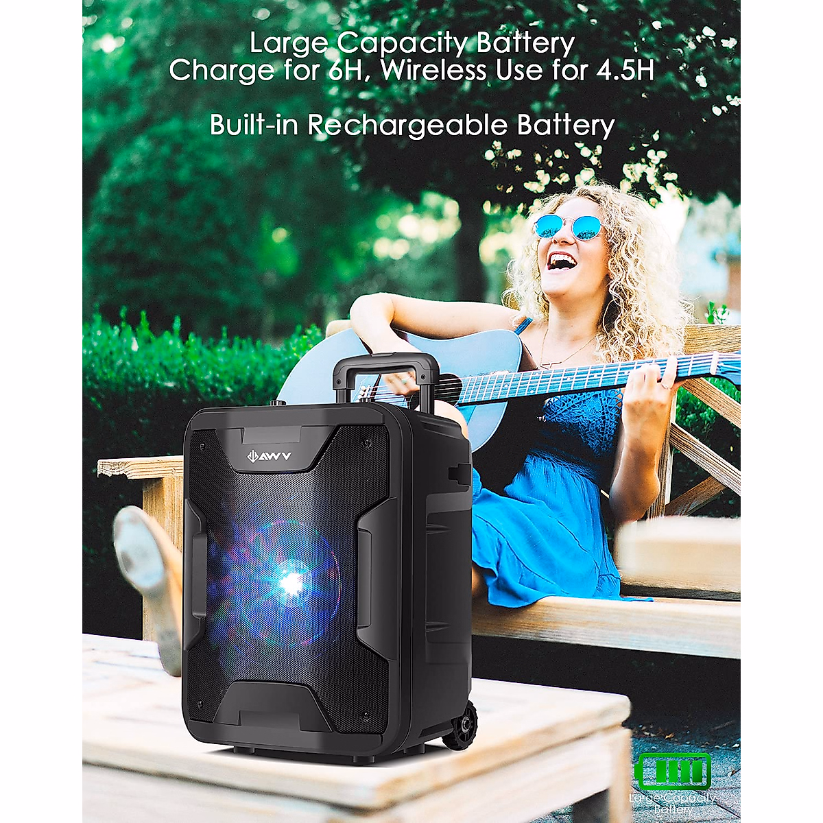 Karaoke Machine for Adults, Wireless Portable PA System Bluetooth Karaoke Speaker with 8" Subwoofer, 2 Wireless Microphones, Disco Ball Light for Christmas Singing Party Home Karaoke Outdoor