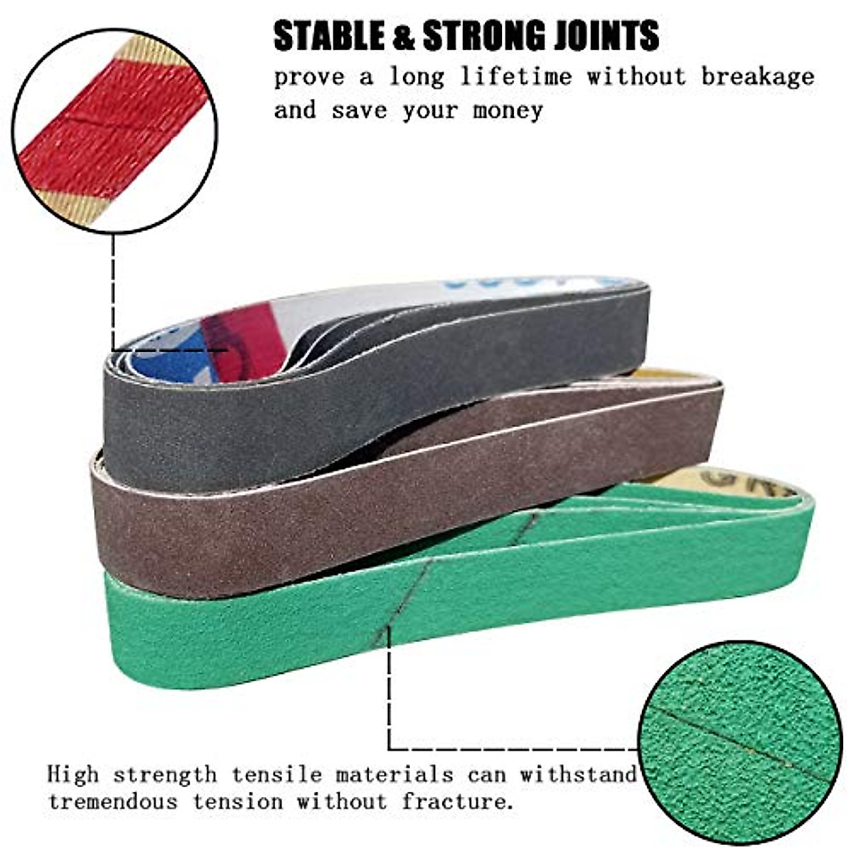 Tockrop 24 Pack 1/2" x 12" Replacement Sharpening Belt Kit for Official Work Sharp (WSKTS & WSKTS-KT/Mk.1 & Mk.2) Knife & Tool Sharpener - 80/120/240/400/1000/1200 Grits Sander Belt