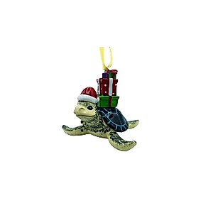 Blue Sea Turtle Beach Ocean Coastal Resin Christmas Tree Hanging Ornament Decoration Decor