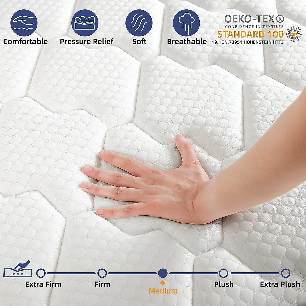 AirYoung 10 inch Twin Mattress, Memory Foam Hybird Pocket Coil Twin Mattress, Zero Pressure Deep Sleep, Motion Isolation Pressure Relief Strong Edge Support, Plush Feel, with CertiPUR-US Certified