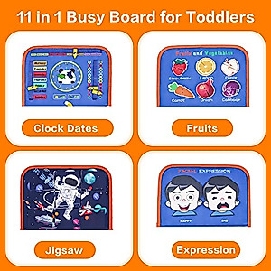 BESNEL Busy Board for Toddlers 2-4,Busy Book for Toddlers 1-3,Preschool Educational Activity Sensory Board for Learning Fine Motor Skills,Zipper Board for Toddlers 1-3,Gifts for Boys Girls