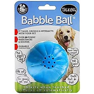 Pet Qwerks Talking Babble Ball - Interactive Chew Dog Toy - Large