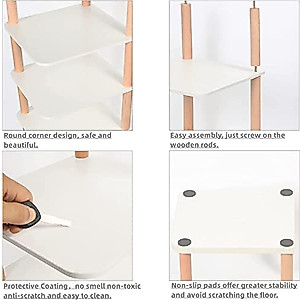 LUCKNOCK 7 Tiers Vertical Shoe Rack, Narrow Shoe Organizer, Stylish Wooden Shoe Storage Stand, Space Saving Shoe Shelf, Shoe Tower, Free Standing Shoe Racks for Entryway, No-Tool Assembly, White.