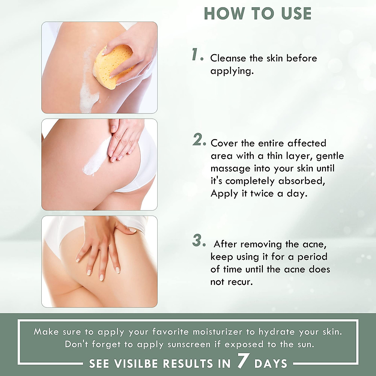 Butt Acne Clearing Treatment, Bum Acne Treatment Butt Pimple Cream Clears Pimples For the Buttocks, Back and Thigh Areas with Salicylic Acid, Pure Natural Ingredients and Fast Results