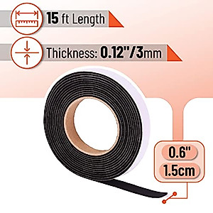 UNCO- Smoker Gasket, 15 Ft, 0.6"X1/8", Grill Gasket, Heat Gasket, Smoker Heat Tape, Smoker Gasket Sealer High Temp, Kettle Grill Gasket, BBQ Gasket, High Temperature Gasket Smoker, Smoker Door Gasket