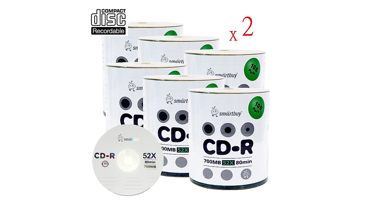 Smartbuy 1200-Disc 700MB/80Min 52x CD-R Logo Top Blank Data Recordable Media Disc — 🛍️ The ...