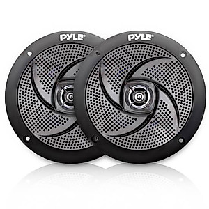 Pyle Low-Profile Waterproof Marine Speakers - 240W 6.5 Inch 2 Way 1 Pair Slim Style Waterproof and Weather Resistant Outdoor Audio Stereo Sound System, for Boat, Off-Road Vehicles - Pyle (Black)