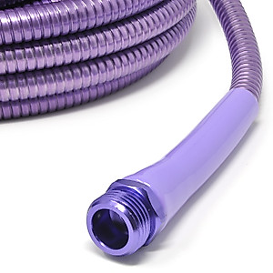 Bernini Chroma Metal Garden Hose 50 Ft Super Flexible Garden Hose, Lightweight No Kink Puncture Resistant Brightly Colored 304 Stainless Steel Hose With Patented Power Couplers (Purple)