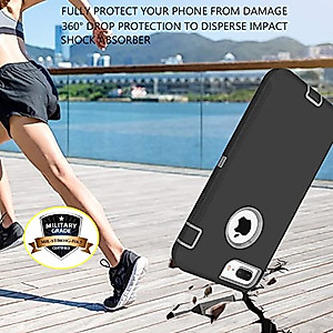 ONOLA Compitable with iPhone 8 Plus Case,iPhone 7 Plus Case + Tempered Glass Screen Protector [2 Packs] Heavy Duty Protection Phone Case for iPhone 8 Plus & 7 Plus (Black Grey, iPhone 8/7 Plus)