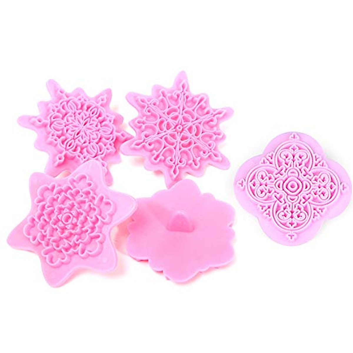 BYBYCD Mandala Lace Pattern Embossing Die Plastic Stamp Cutter Flower Pattern Molds Cookie Polymer Clay Sculpture Texture Fondant Stamp 5pcs/set