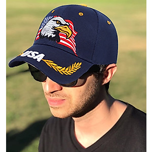 USA-Flag Eagles-Hat American Baseball-Cap Embroidered Navy