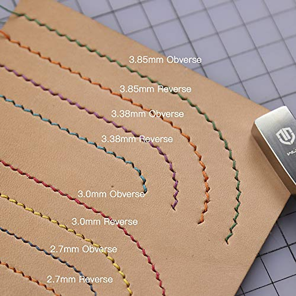 WUTA Sharp French Style Pricking Iron Leather Chisel All-Polished Punching Tool Kits,Obverse 3.85 mm 2 Teeth+8 Teeth