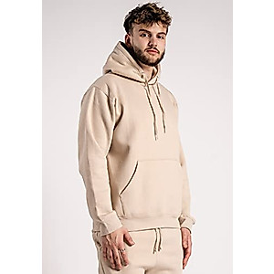 Blank Knights Men's Hooded Sweatshirt Plain Blank Casual Soft Brushed Fleece Hoodie, Sand, Medium