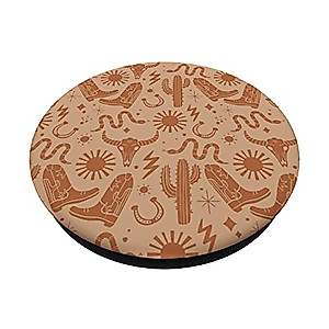 Cowboy Western Boho Cactus Pattern Warm Earth Tones PopSockets Swappable PopGrip