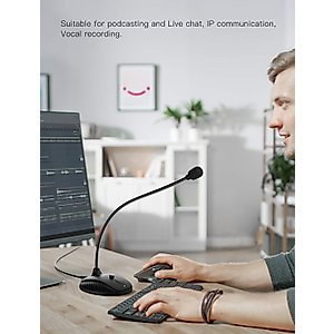 Fifine USB Computer Microphone, Plug &Play Desktop Condenser PC Laptop Mic,Mute Button with LED Indicator, Compatible with Windows/Mac, Ideal for YouTube,Zoom,Recording,Twitch Games(K054)