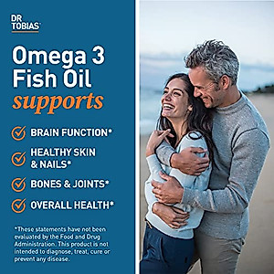 Dr. Tobias Omega 3 Fish Oil, 2000mg Triple Strength Omega 3 Supplement with 800mg EPA 600mg DHA Per Serving, Fish Oil Omega 3 Supplements for Heart, Brain & Immune Support, 90 Softgels, 45 Servings
