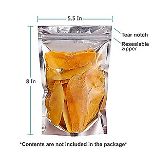 Stand Up Pouch Bags for Food - 100 Pack Resuable Food Storage bag, 14 X 20 cm (5.5 x 8 Inches), Clear Front with Aluminum Foil Back