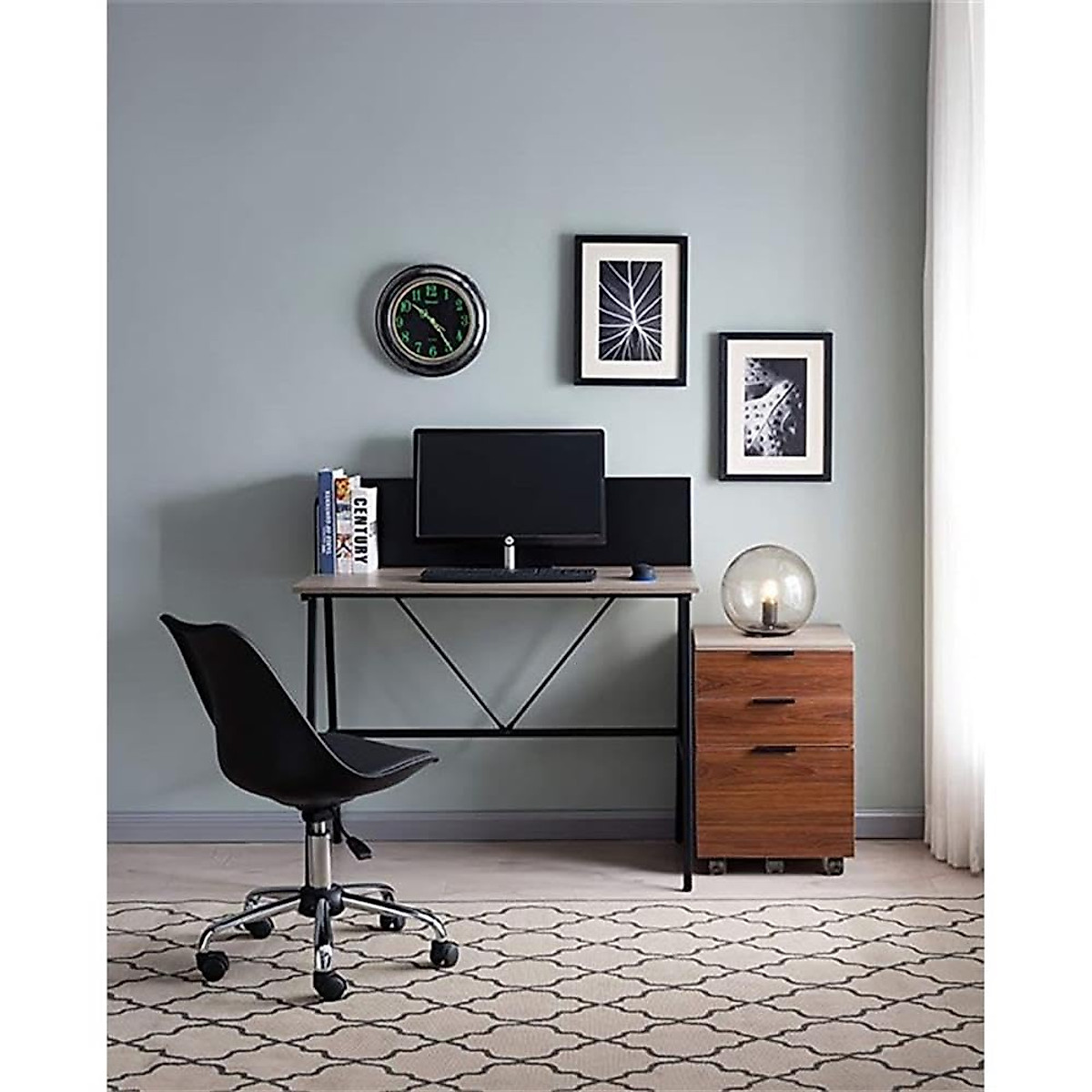 JJS 3 Drawer Rolling Wood File Cabinet with Locking Wheels, Home Office Portable Vertical Mobile Wooden Storage Filing Cabinet for Letter Size, Brown