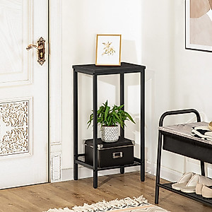 HOOBRO Tall Side Table, Industrial End Telephone Table with Adjustable Mesh Shelves, Small Entryway Table, 28.9" H Small Table for Hallway, Living Room, Office, Black BB03DH01