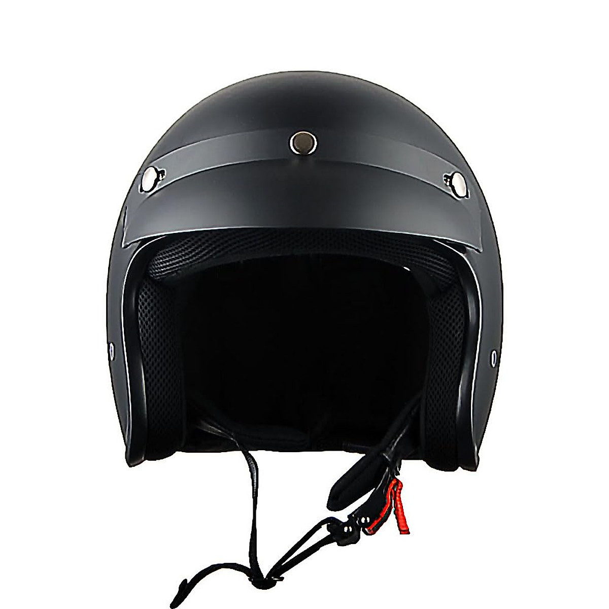 1Storm Motorcycle Mopeds Open Face Helmet Scooter Pilot Half Face Helmet with Peak Visor, Matt Black Large