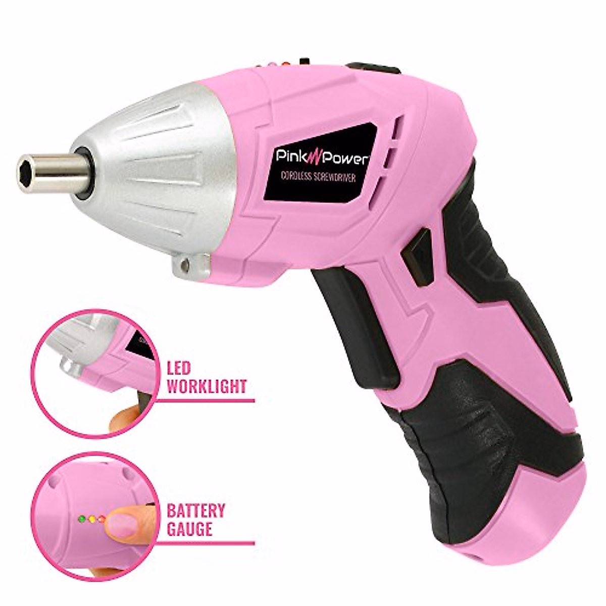 Pink Power Drill Set for Women - 18V Lightweight Pink Cordless Drill Driver & Electric Screwdriver Combo Kit with Tool Bag for Ladies Home Tool Kit - Wireless Pink Drill Set with Battery and Charger
