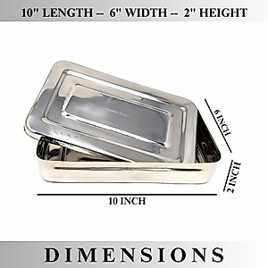 Sewing Organizer for Embroidery and Crafting Supplies Hinged Lid Tin Multipurpose Empty Box Container Silver Stainless Steel Storage For Small Items & Threads (10"L x 6"W x 2"H)