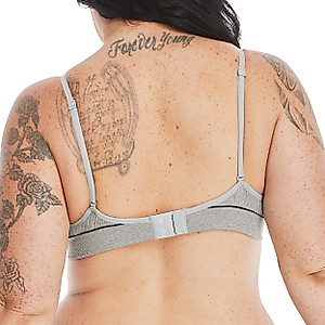 Hanes Women's Originals Seamless Triangle Bralette, Soft Ribbed Bra, ComfortFlex Fit, Heritage Grey Marle, Large