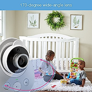 VTech VM352-2 5” Digital Video Baby Monitor with 2 Cameras, Wide-Angle Lens and Standard Lens, Silver and White