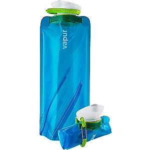 Vapur Flexible Collapsible Wide Mouth Anti-Bottle with Detachable Carabiner, 34 Ounce, Blue, Pack of 1