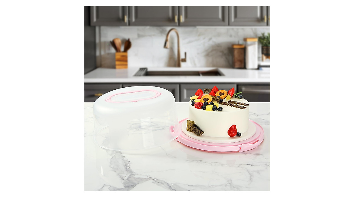 DZ CLAN Pink Cake Carrier & Turntable Set