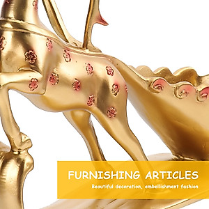 WINOMO Reindeer Wine Bottle Holder Decorative Resin Wine Display Rack with Elk Figurine Table Centerpiece Decoration for Home Restaurant Golden