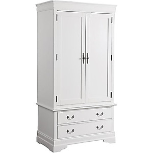 Glory Furniture Louis Phillipe 2 Drawer Armoire in White