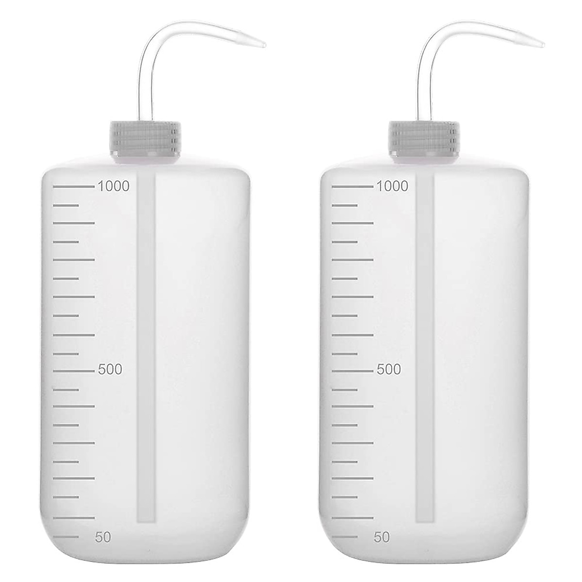 stonylab Chemical Wash Bottle, 2-Pack Plastic Safety Lab Squeeze Wash Bottle, LDPE with Narrow Mouth, 1000 ml / 2 Bottle