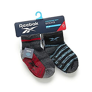 Reebok Girl's 6 Pack, 12 Pack Comfort Cushion Quarter Cut Socks (Infant/Toddler), Size 2-4T, Black/White (6 Pack)