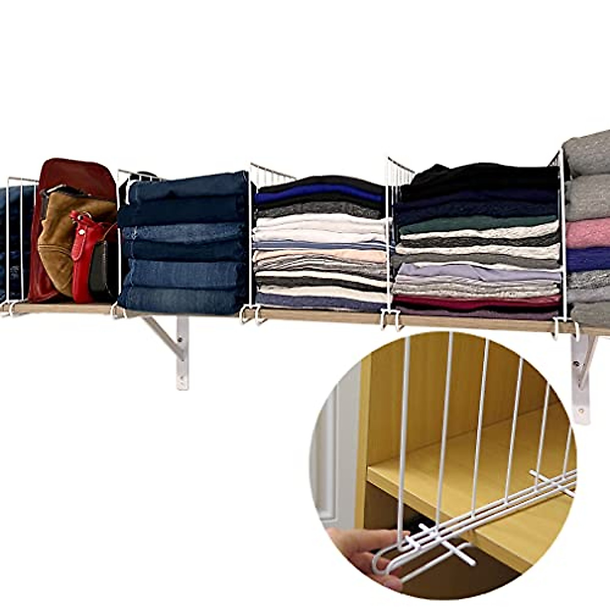 Evelots 8 Pack Shelf Dividers for Wood Shelves, Closet Organization-12 Inches Tall/Reinforced Wide Bottom for Added Stability