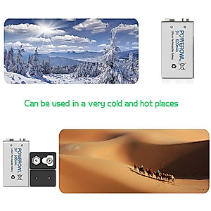 POWEROWL 9V Rechargeable Batteries 600mAh Lithium-ion Low Self Discharge Battery for Smoke Dectector and More 4 Pack