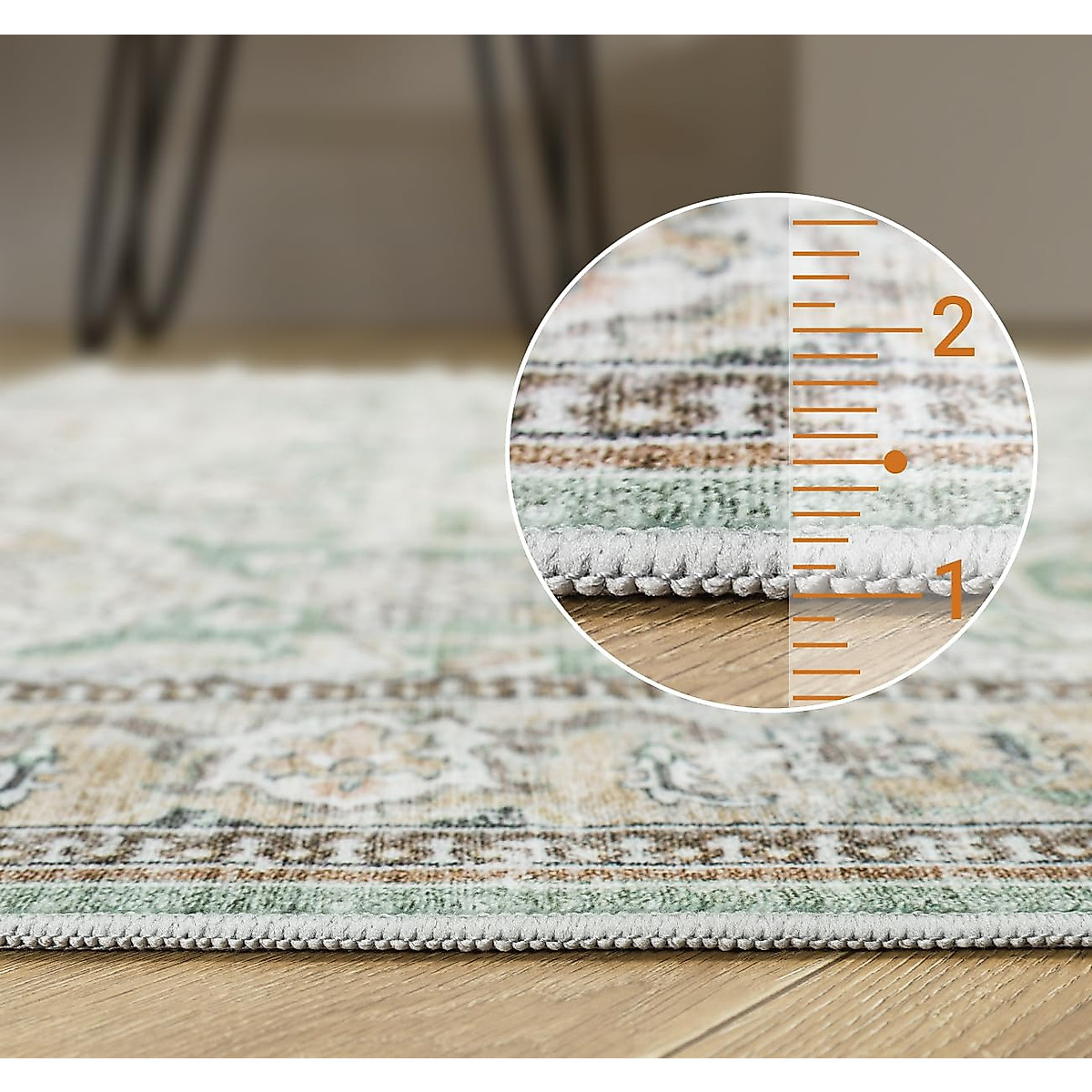 Soalmost 8x10 Area Rugs, Washable Rugs, Large Stain Resistant Area Rug for Living Room Bedroom Dining Room, Vintage Farmhouse Rug Green