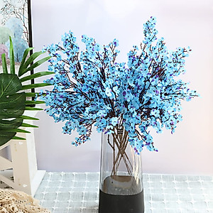 6Pcs Baby Breath Flowers Faux Artificial Gypsophila Bouquet Fake Silk Flower Real Touch Flower for Wedding Party Decoration Bouquets Real Touch DIY Home Garden (Blue)