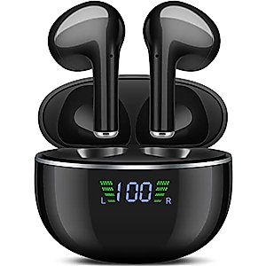 Bluetooth Headphones True Wireless Earbuds 60H Playback LED Power Display Earphones with Wireless Charging Case IPX7 Waterproof in-Ear Earbuds with Mic for TV Smart Phone Computer Laptop Sports