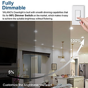 YALANO 12 Pack Ultra-Thin Recessed Lighting LED 6 Inch, Ceiling Light with Junction Box, 4000K Cool White, 12W (110W Equivalent), 5-100% Dimmable Recessed Lights Fixtures,1100LM High Brightness - ETL