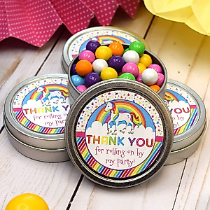 Rainbow Unicorn Roller Skating Themed Thank You Sticker Labels for Kids, 40 2" Party Circle Stickers by AmandaCreation, Great for Party Favors, Envelope Seals & Goodie Bags