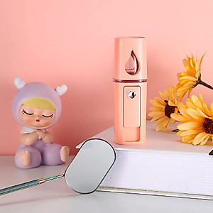 Honoson Nano Mist Sprayer Eyelash Extensions Mini Facial Steamer 20ml Portable Face Mister USB Handheld Facial Humidifier and 270 Degree Rotation Lash Mirror for Makeup Skin Care