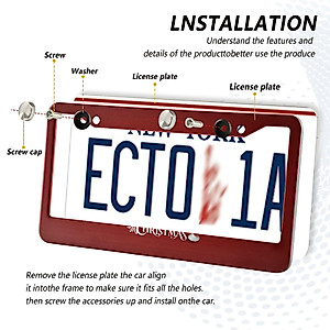 YETTASBIN Christmas Santa Claus License Plate Frames, Decorative License Plate Covers, 2 Packs Universal Aluminum Tag Frame with 2 Holes & Screw Caps for Front and Rear Car Tags, Round Hole