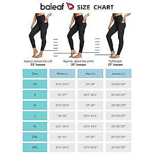 BALEAF Leggings with Pockets for Women Black Tummy Control Leggings Workout High Waisted Compression Yoga Ankle Pants Black L