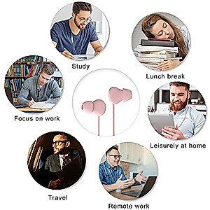 okcsc M16 Sleep Earbuds Noise Cancelling Wired Lightweight Ultra-Soft Silicone in-Ear Headphone Earplugs with Microphone & Volume Control,3.5mm Plug Compatible for Insomnia,Air Travel&Meditation Pink