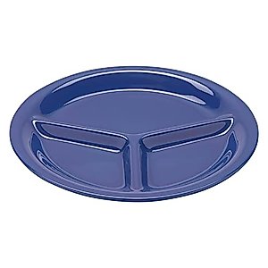 G.E.T. CP-10-PB Heavy-Duty 3-Compartment Divided Plastic Plates, 10.25", Peacock Blue (Set of 12)