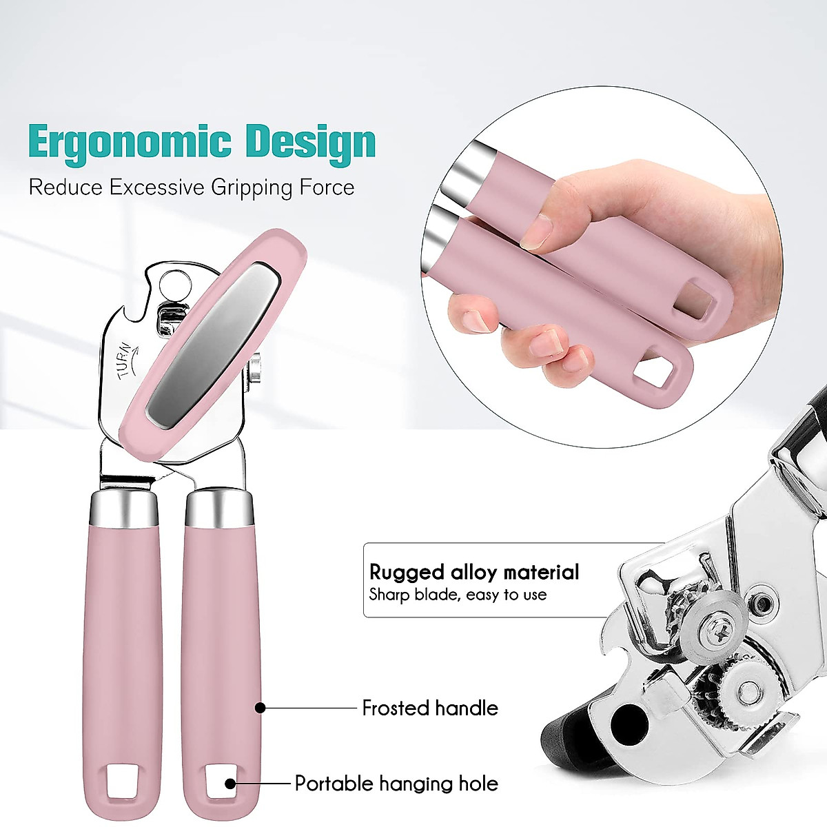 Can Opener,Professional 3-In-1 Multifunctional Manual Can Openers Bottle Opener,Kitchen Durable Stainless Steel Heavy Duty Can Opener Smooth Edge for Kitchen Seniors Friendly