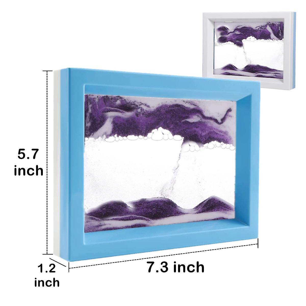 ANXUS Moving Sand Art Liquid Motion Bubble, Flowing Sand Art Picture, Desktop Art, Sensory Calming Fidget Desk Decor, Voted Best Gift! (Purple)