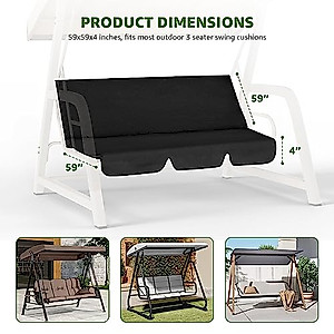 Patio Swing Cushion Cover Replacement Waterproof Outdoor Swing Seat Cover 3 Seater Dustproof Protective Covers for 3 Seat Garden Swing Chair Cushions (Only Cover, No Cushion) 59x59x4 Inch